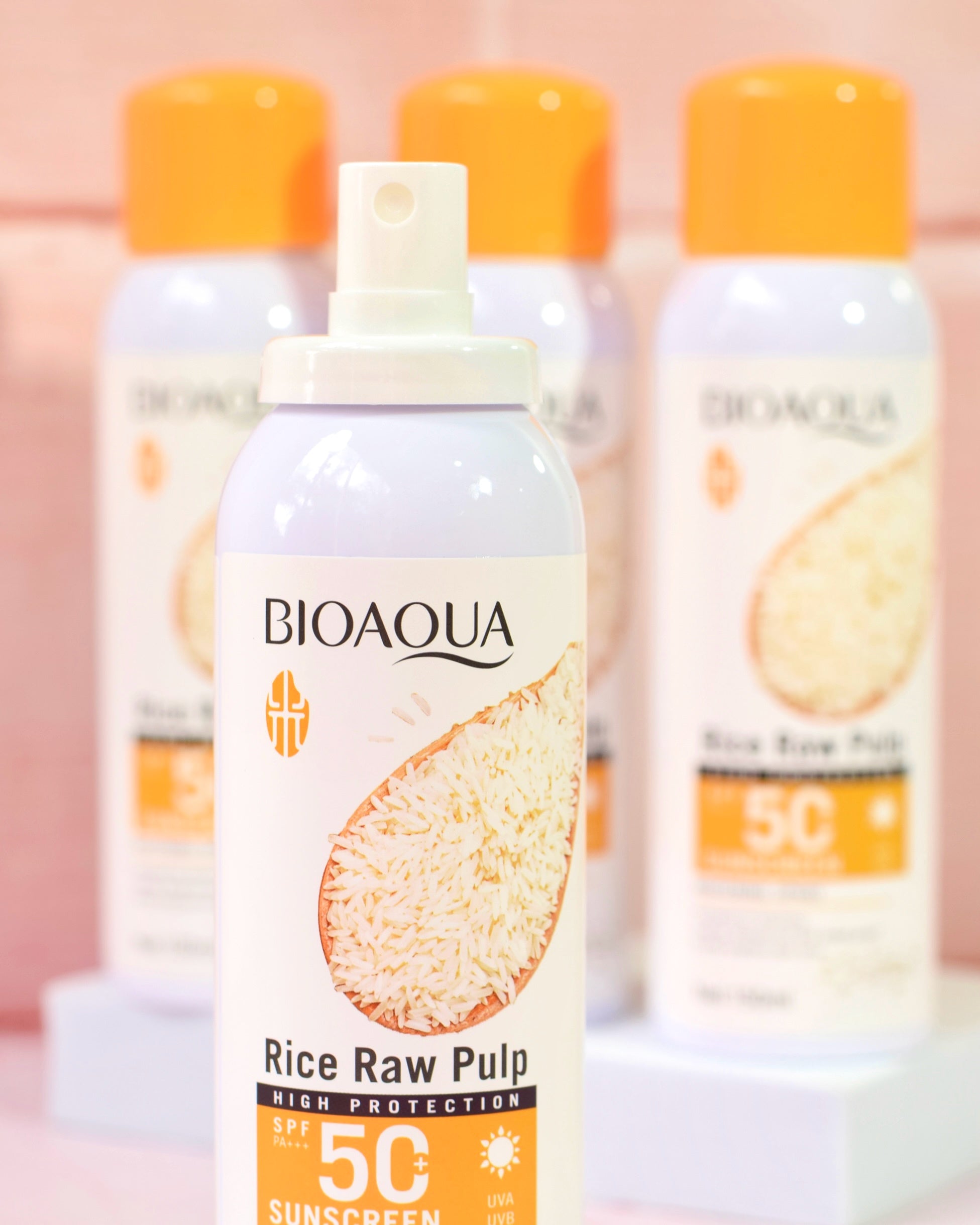 Protector solar spray arroz Bioaqua defensa UV diaria – Kofra Beauty co